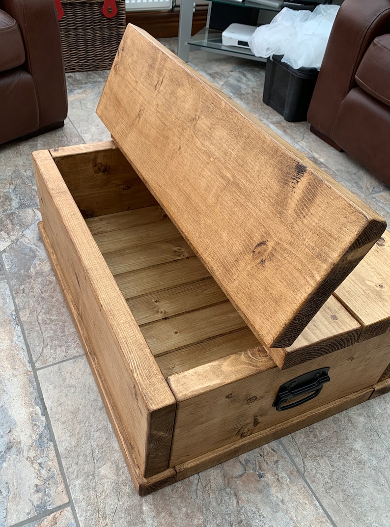 Coffee Table Trunk Storage Chest Oak Pine Solid Wood Rustic - Etsy UK