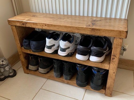 Shoe Rack Shoe Boots Hallway Bench Rustic Solid Wood Choice - Etsy UK