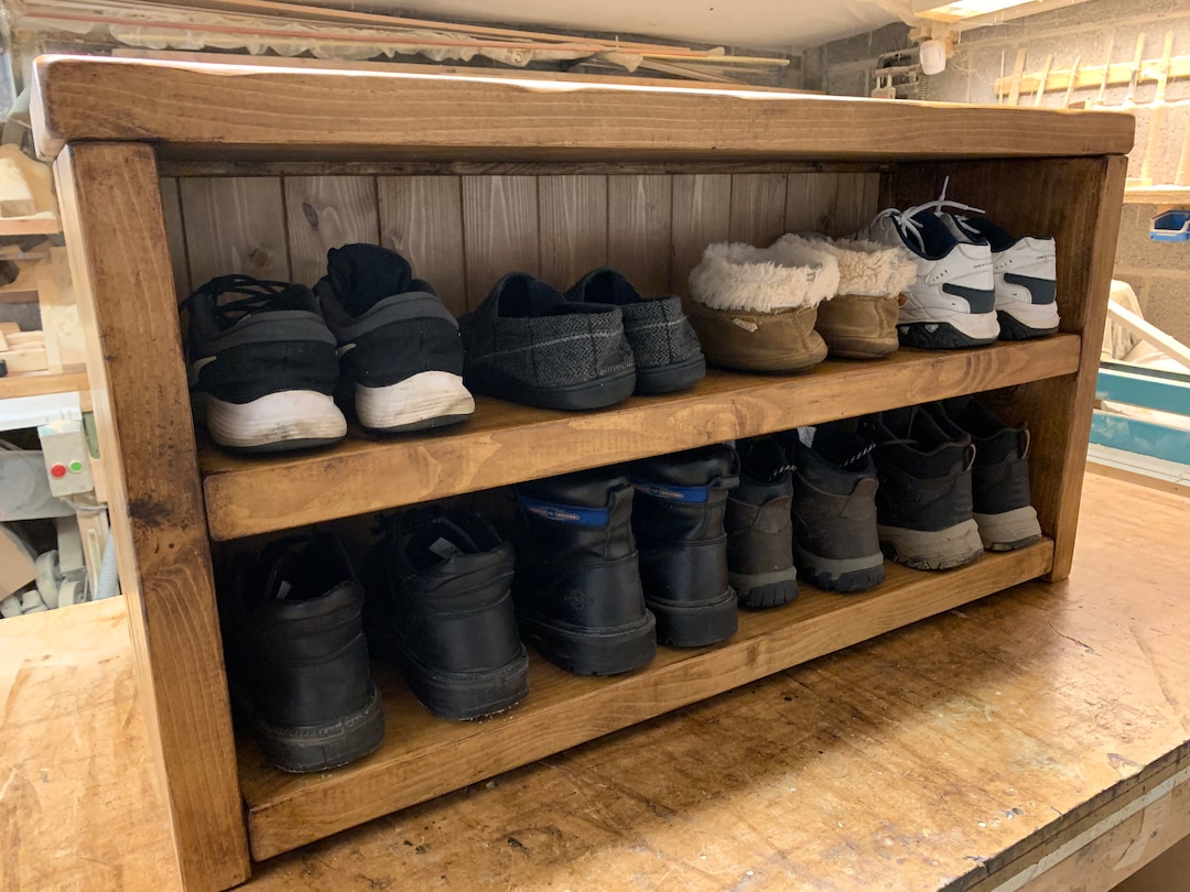 Shoe Bench Wooden Shoe Bench Rustic Wooden Shoe Bench Boot Rack Hallway ...
