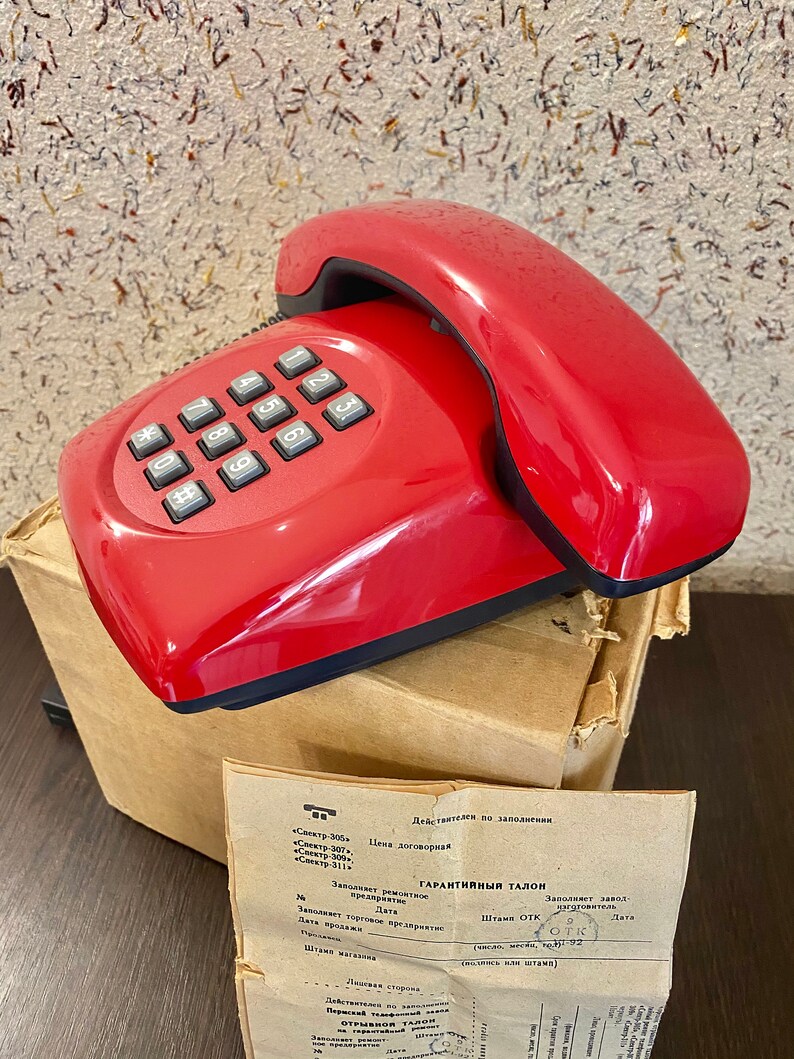 New Vintage Red Phone Push-button Telephone Soviet Phone - Etsy