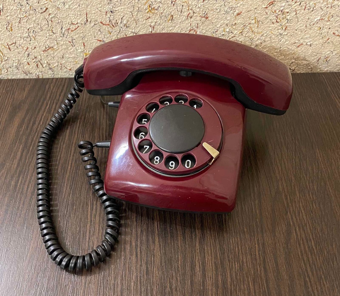 Vintage Burgundy Phone 88sold Rotary Phonesoviet | Etsy