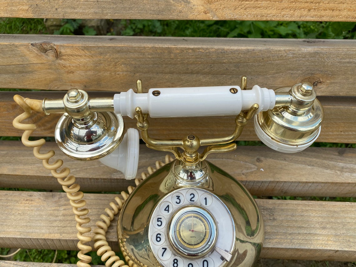 Vintage Gold Phone 1985s Phone With Watch Ufa Phone Retro - Etsy