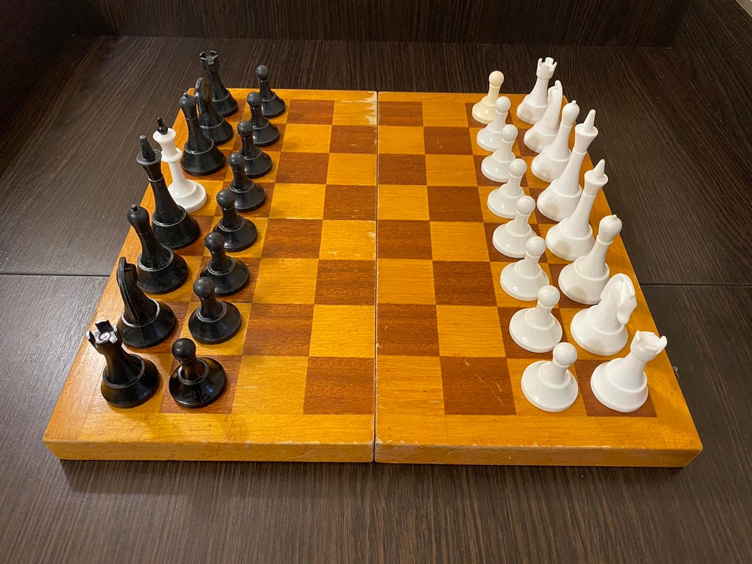 Big Rare Old Classic Wooden Soviet Chess Set 1970s,chess Board 40x40cm ...
