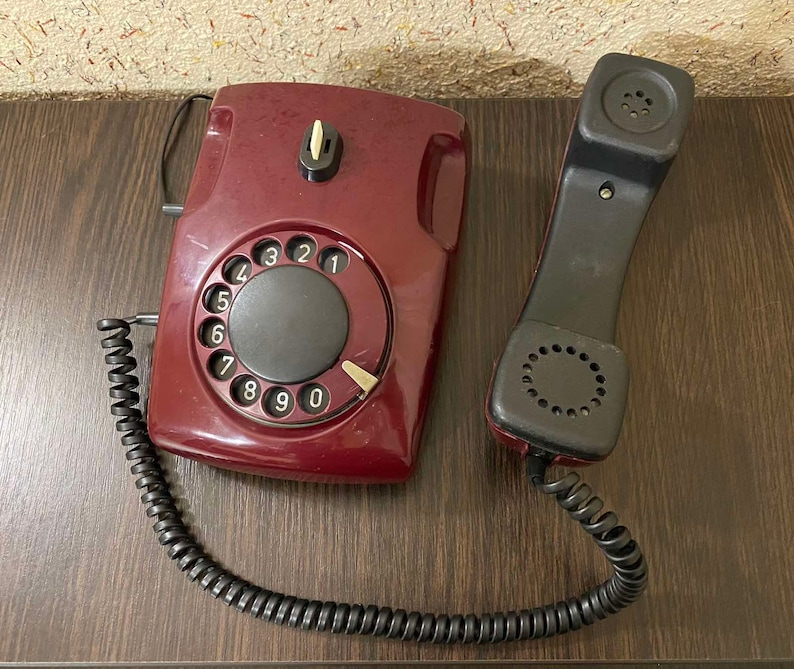 Vintage Burgundy Phone 88sold Rotary Phonesoviet | Etsy