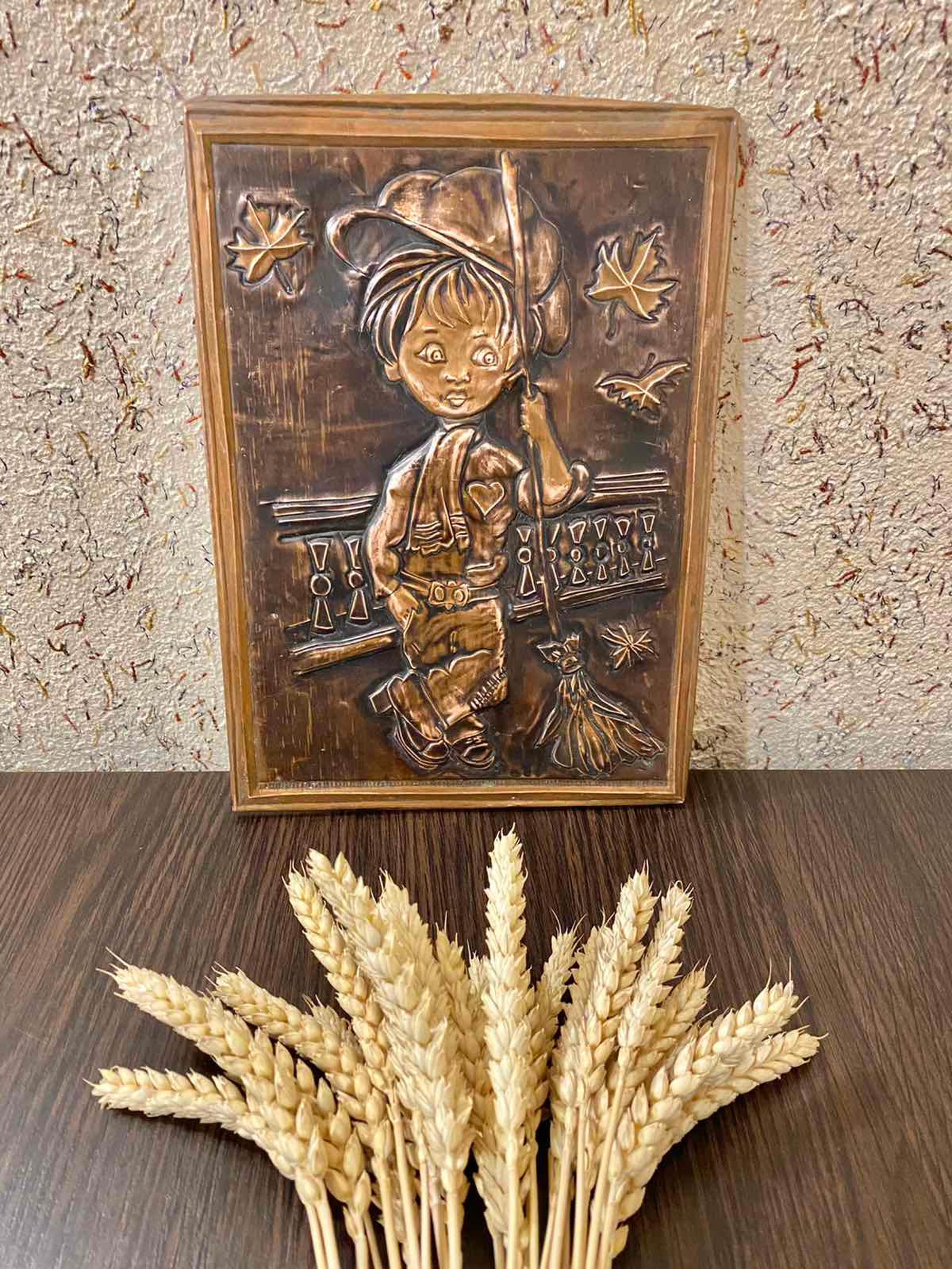 Big Rare Vintage Copper Embossingcopper Painting Little - Etsy