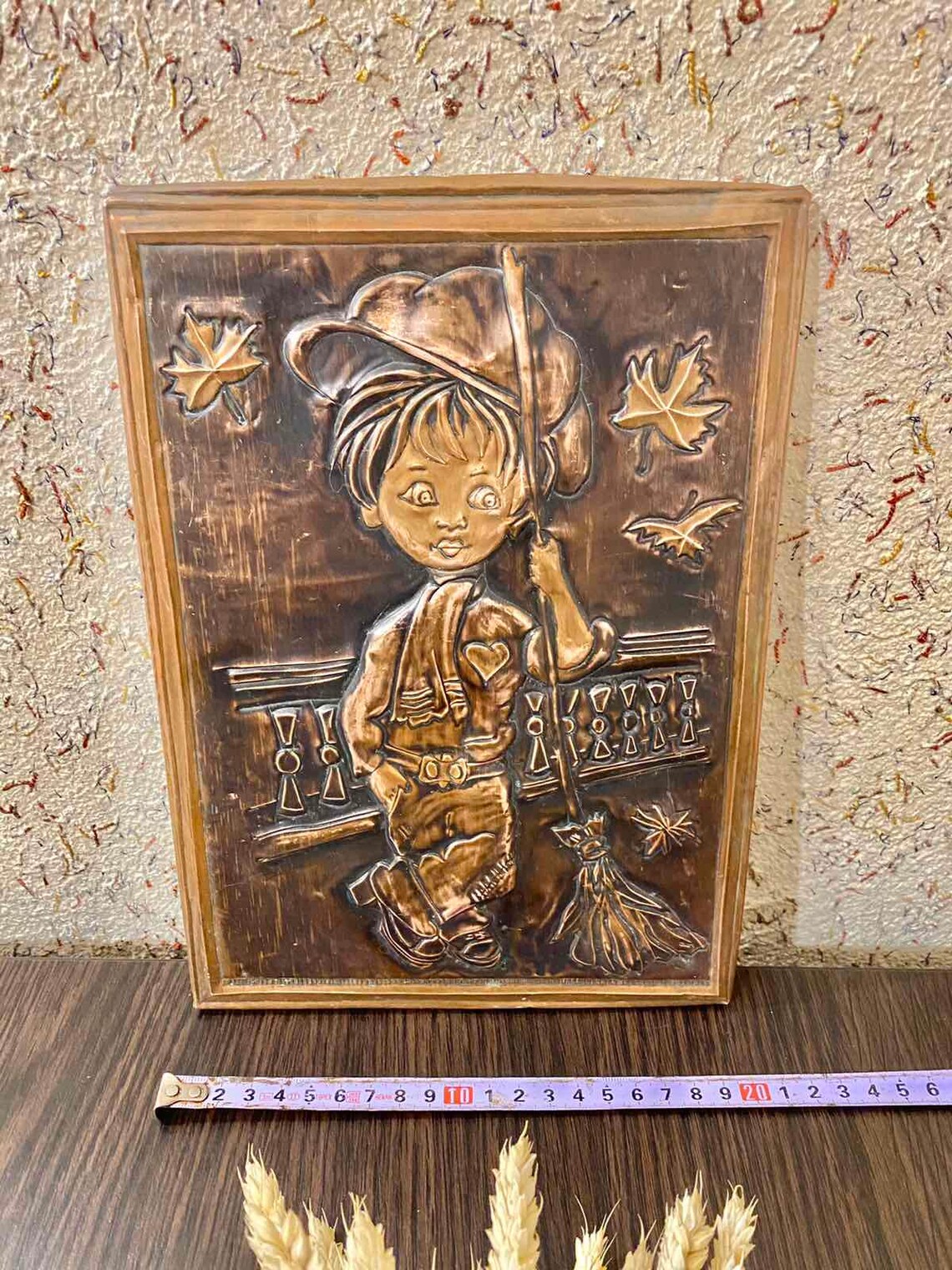 Big Rare Vintage Copper Embossing,copper Painting Little Boy,wall Decor ...