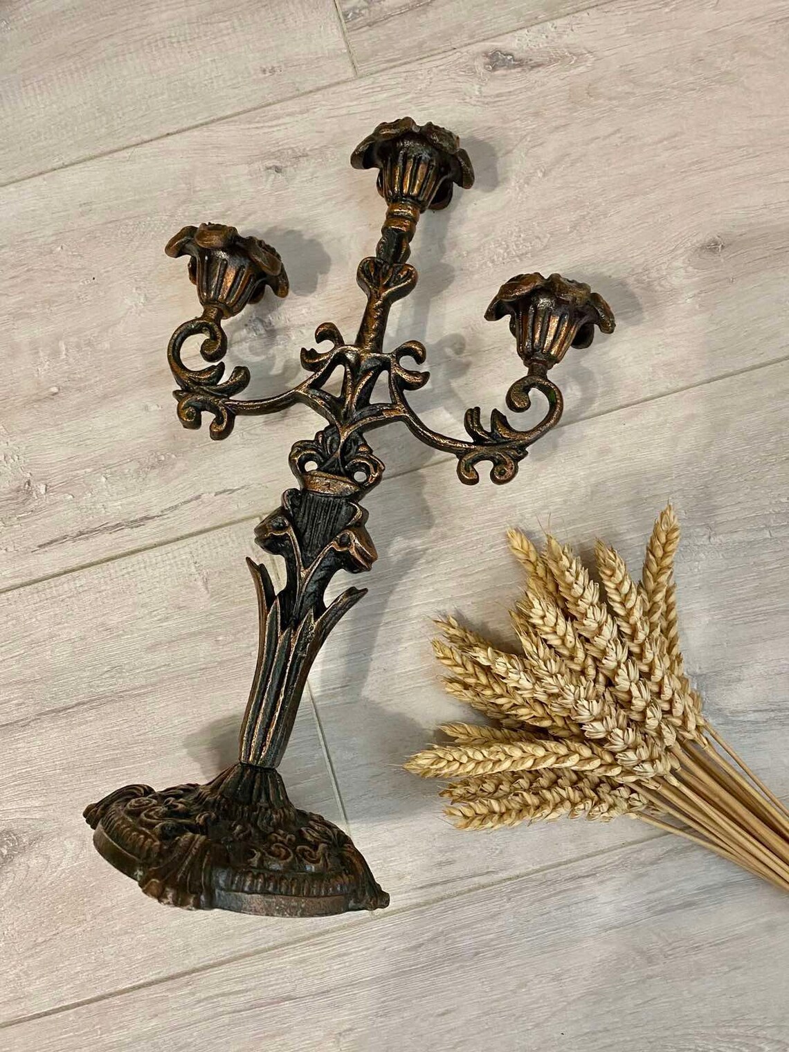 Big Rare Vintage Soviet Metal Candlestick for Three Candle,ussr Candle ...