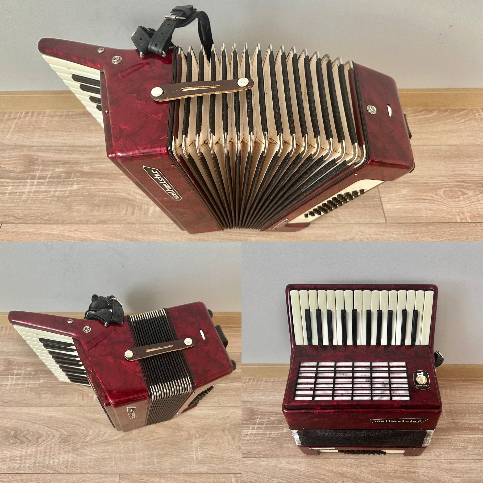 Rare Working Weltmeister Accordion, 1/2 Accordion, 32 Bass, 26 Keys, 2 ...