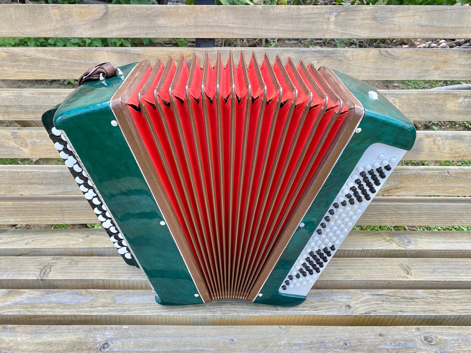Working Vintage Ukrainian Accordion 100 Bass Bayan Button - Etsy