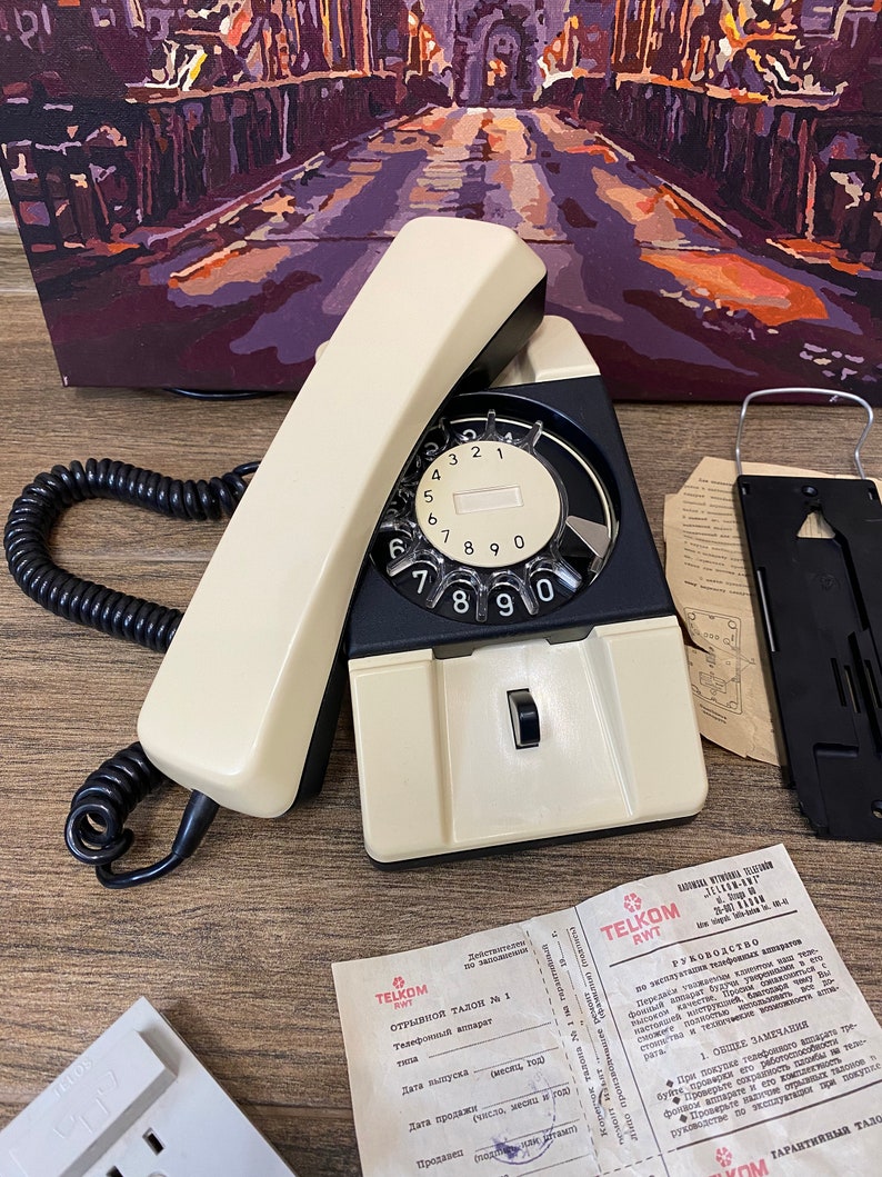 New Vintage White Phone 1980s Wall Phone Old Rotary | Etsy