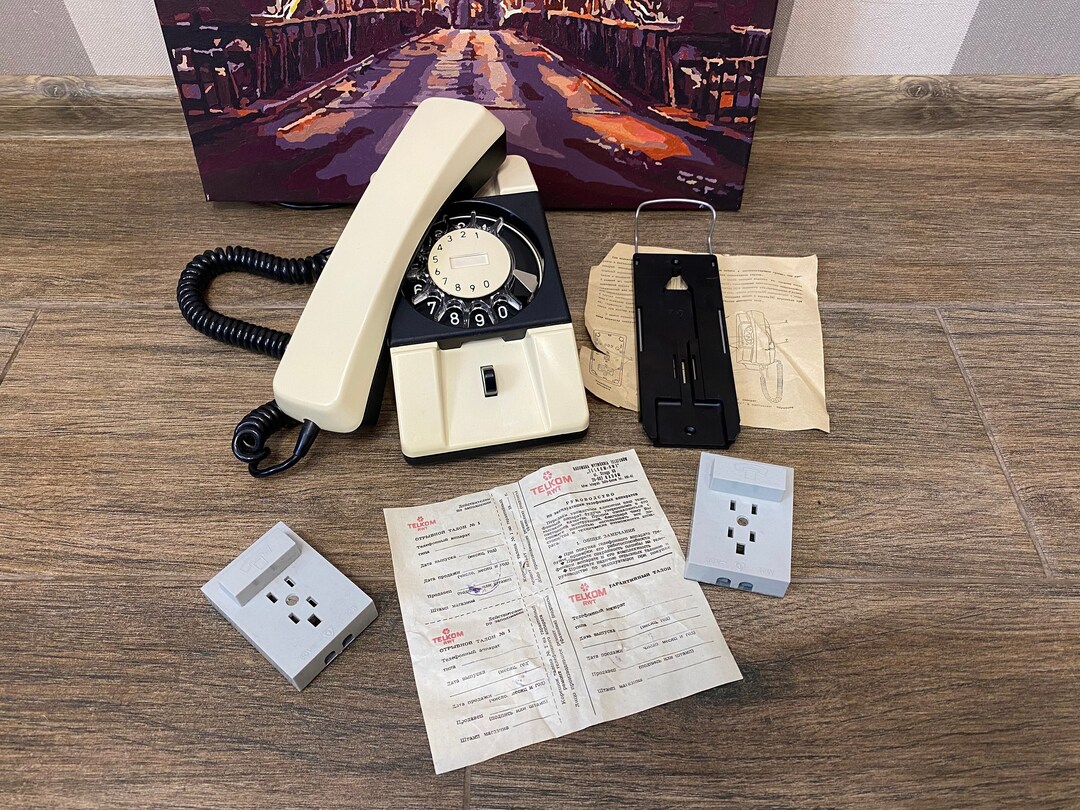 New Vintage White Phone 1980s, Wall Phone, Old Rotary Telephone, Circle ...