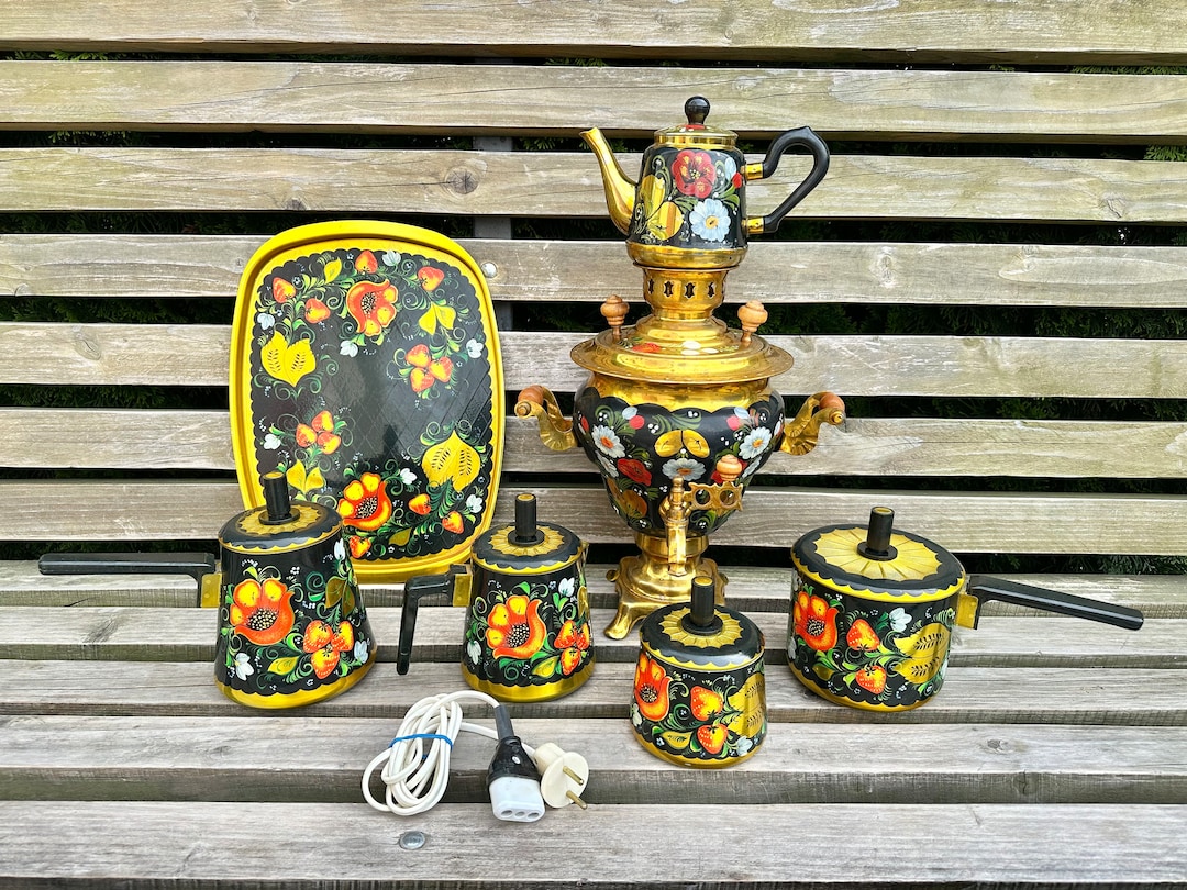Big Working Russian Samovar, Hand Painted Samovar, Samovar Tray ...