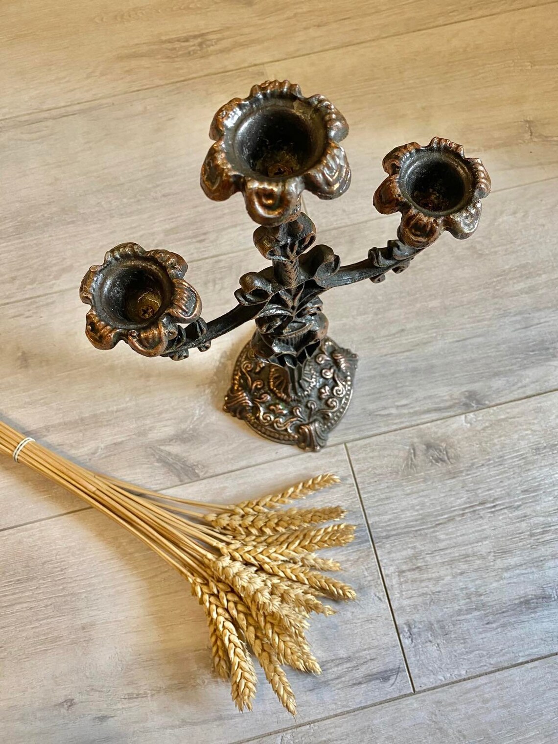 Big Rare Vintage Soviet Metal Candlestick for Three Candle,ussr Candle ...