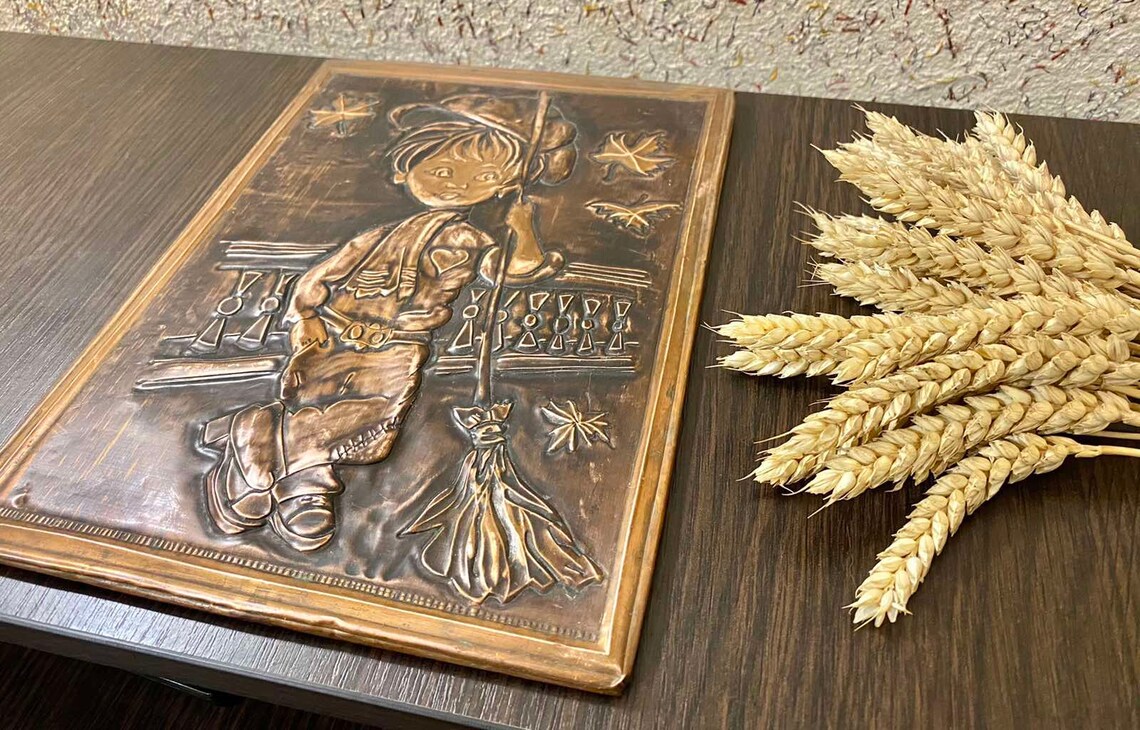 Big Rare Vintage Copper Embossingcopper Painting Little - Etsy