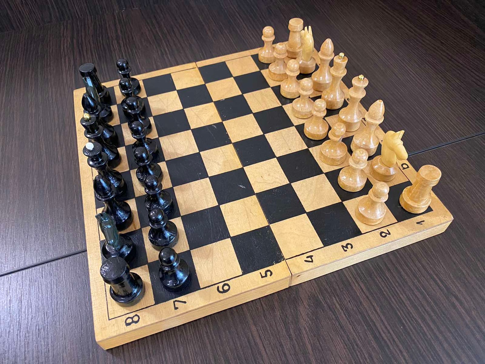 Small Rare Old Classic Wooden Soviet Chess Set 1970s,chess Board ...