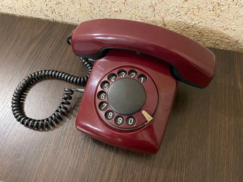 Vintage Burgundy Phone 88sold Rotary Phonesoviet | Etsy