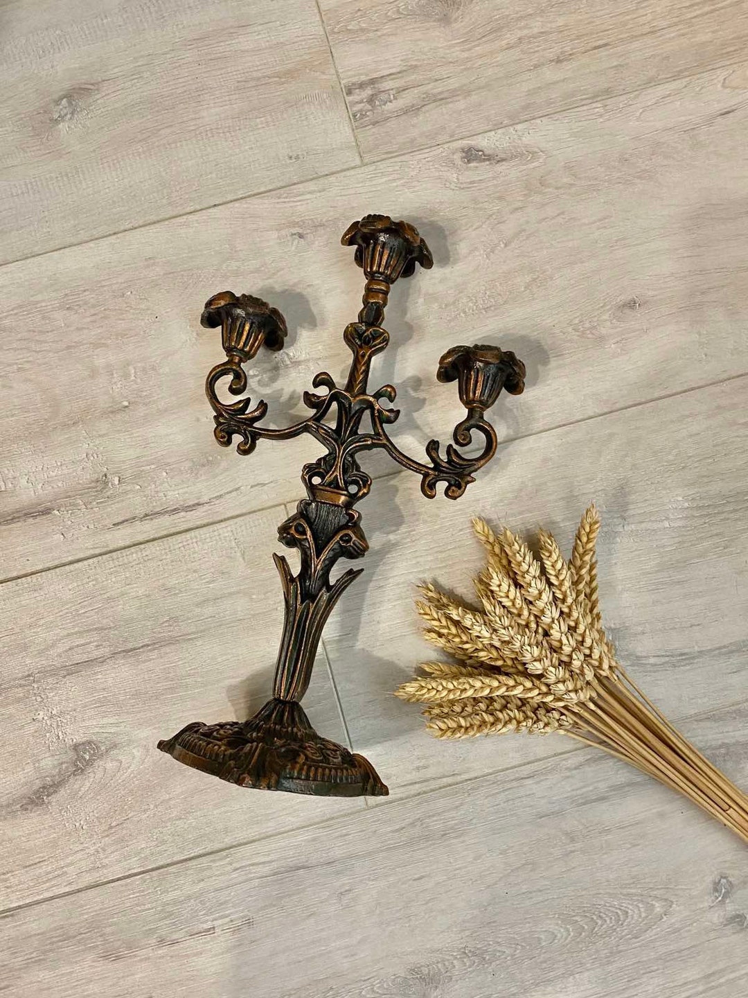 Big Rare Vintage Soviet Metal Candlestick for Three Candle,ussr Candle ...