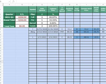 Options Trading Spreadsheet - Etsy