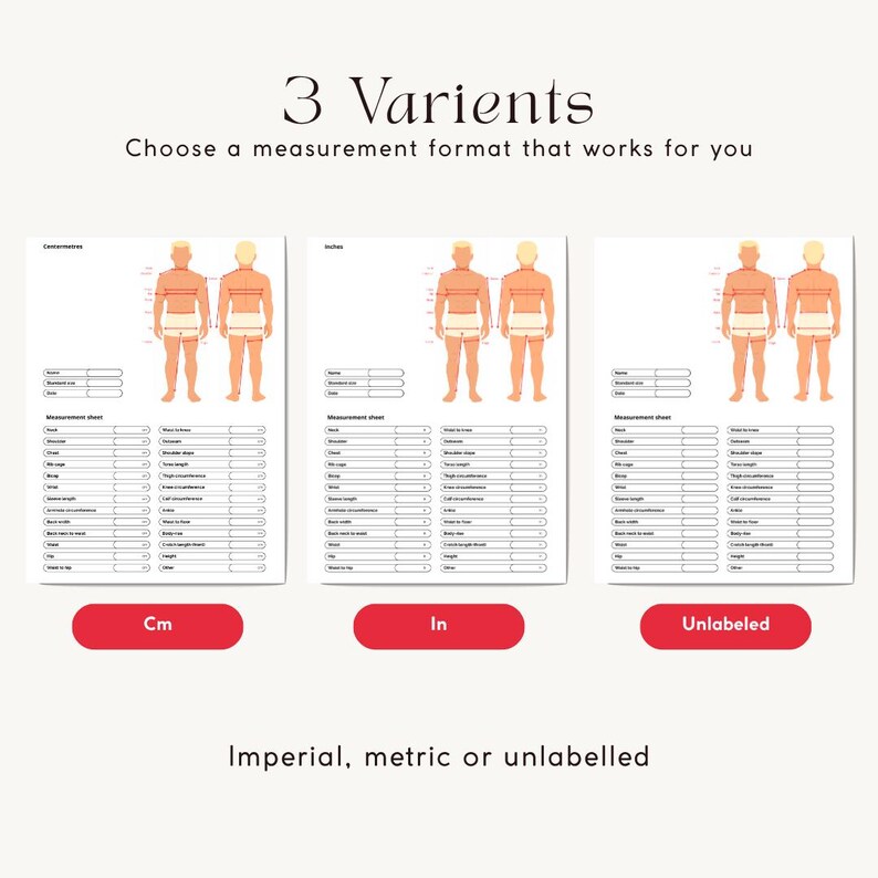 Men's Body Measurement Chart: Seamstress Client Record + Croquis ...