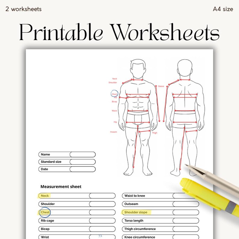 Printable Sewing Measurement Chart + Female Croquis Template | for Home ...