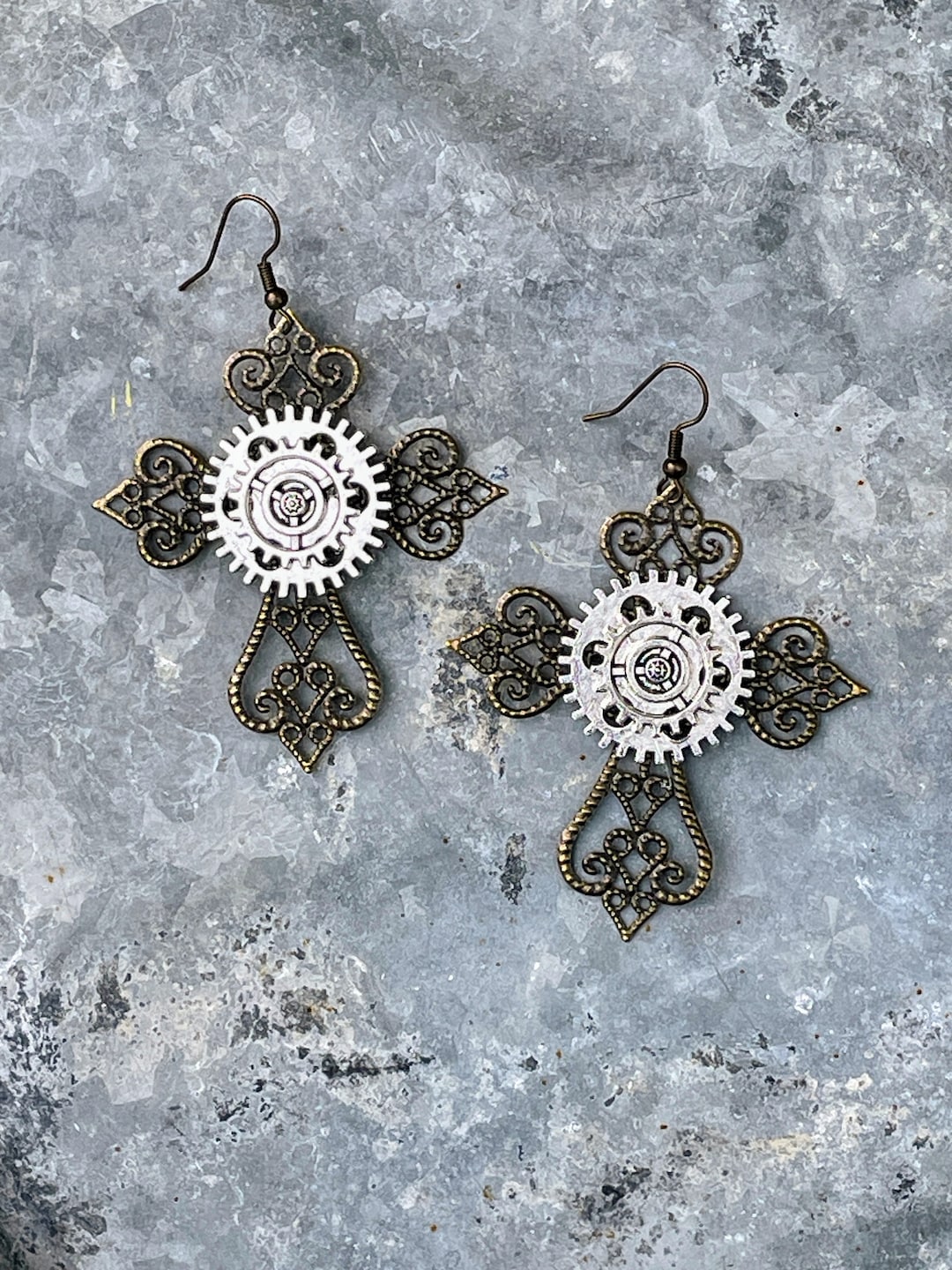 Gothic Steamgoth Steampunk Goth Metal Filigree Bronze Tone Cross ...