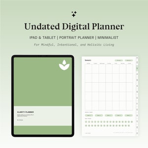 Undated Minimalist Daily Digital Planner in Green | Intentional Living ...