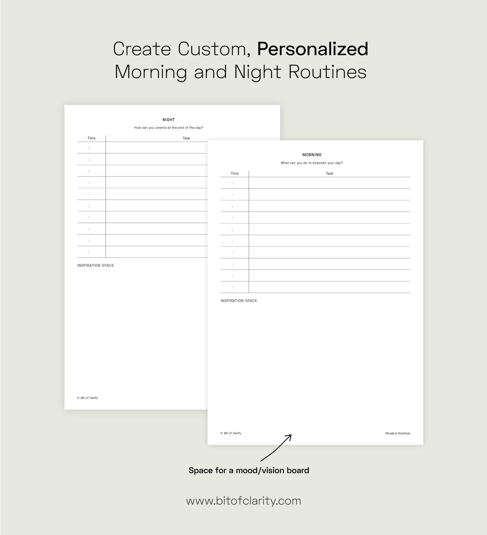 Daily Routine & Ritual Planner Printable Pack, A4 and Letter, Morning ...