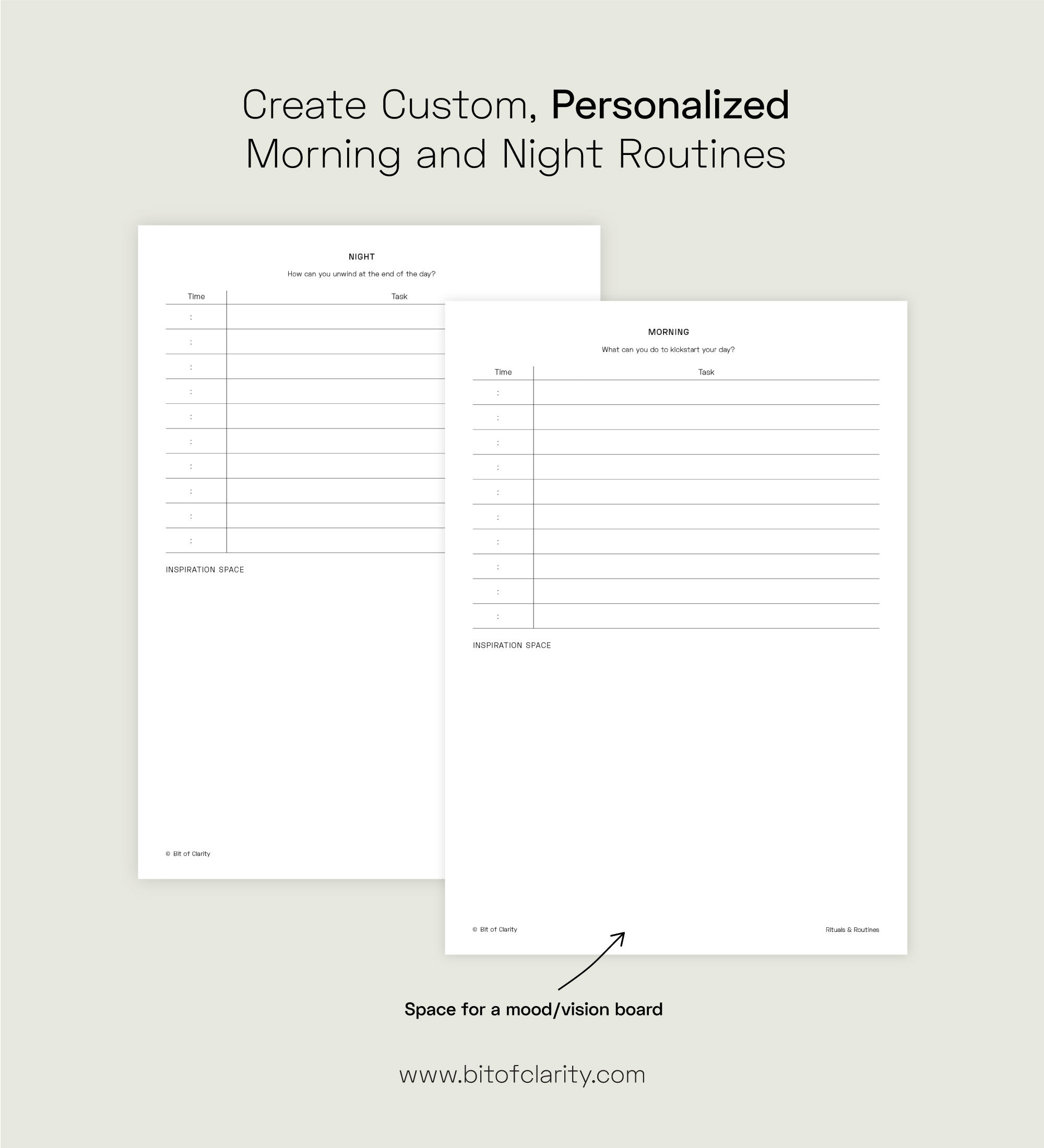 Daily Routine & Ritual Planner Printable Pack, A4 and Letter, Morning ...