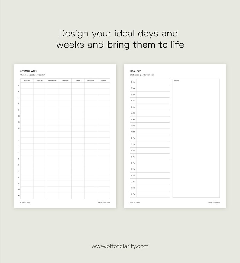 Daily Routine & Ritual Planner Printable Pack, A4 and Letter, Morning ...
