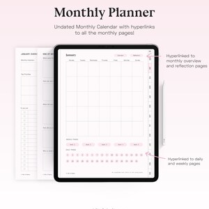 Undated Pink Daily Digital Planner for Goodnotes, Notability, Xodo ...
