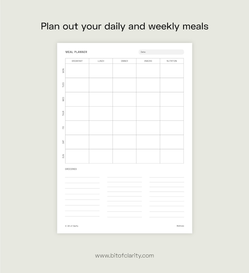 Wellness Printable Pack, A4 and Letter, Meal Planner, Fitness Tracker ...