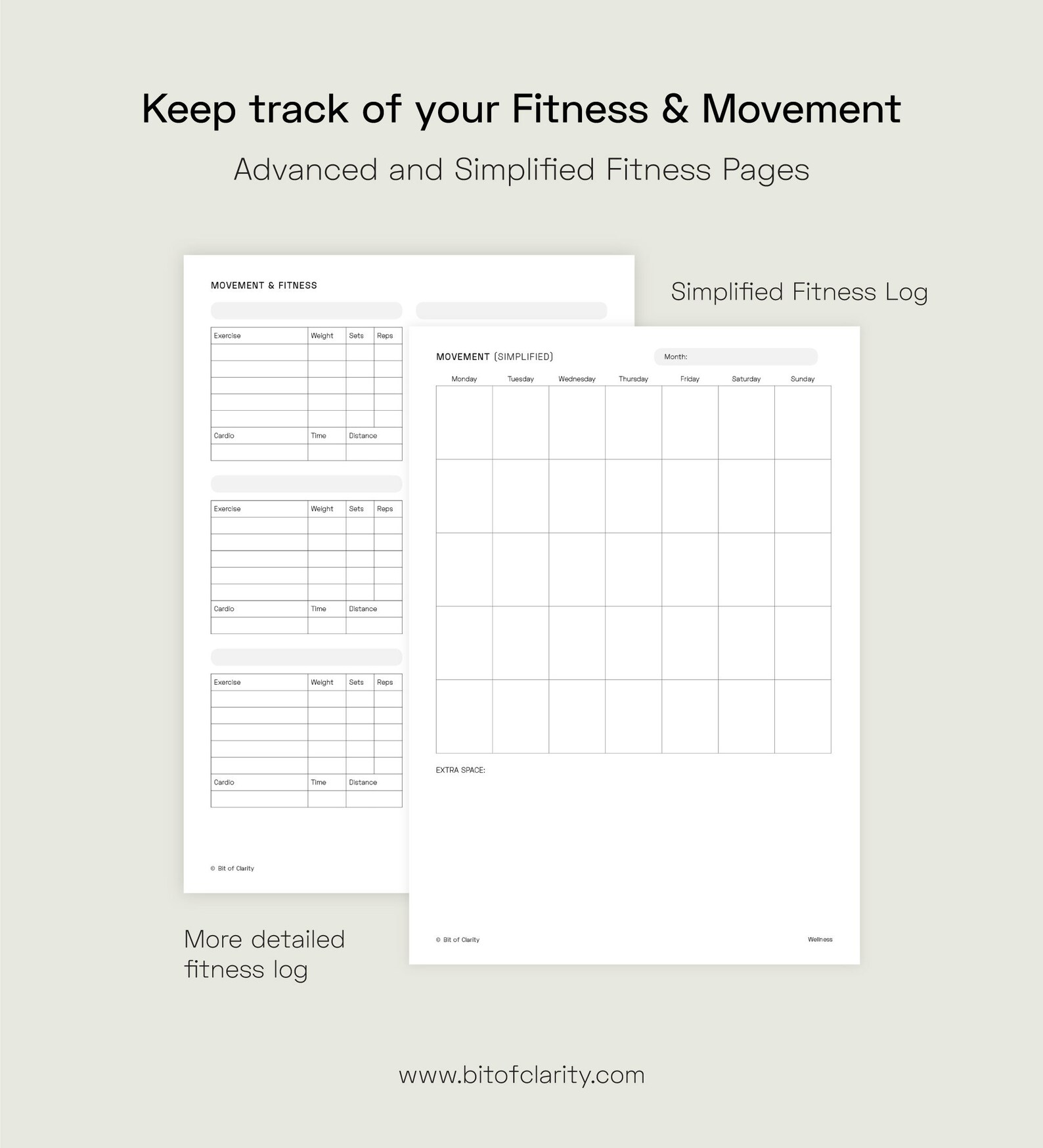 Wellness Printable Pack, A4 and Letter, Meal Planner, Fitness Tracker ...