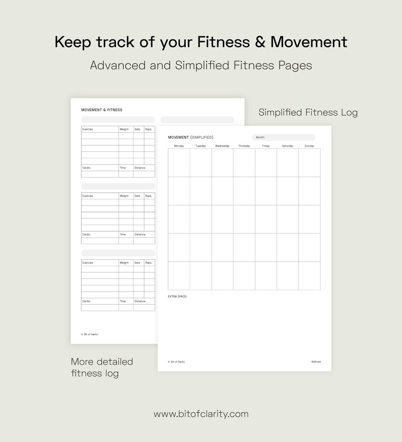 Wellness Printable Pack, A4 and Letter, Meal Planner, Fitness Tracker ...
