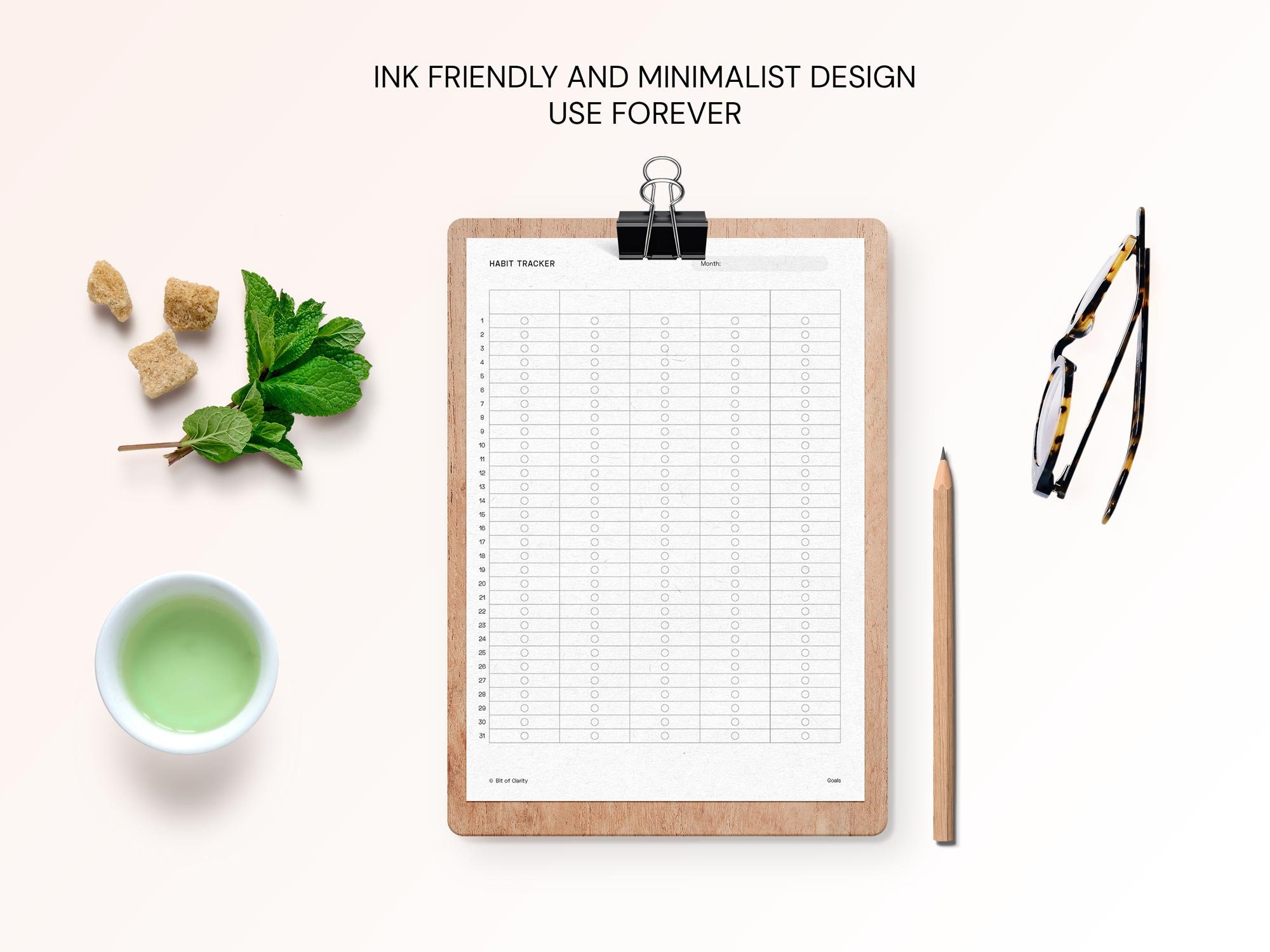 Portrait Minimalist Daily Habit Tracker Printable 31 Days - Etsy