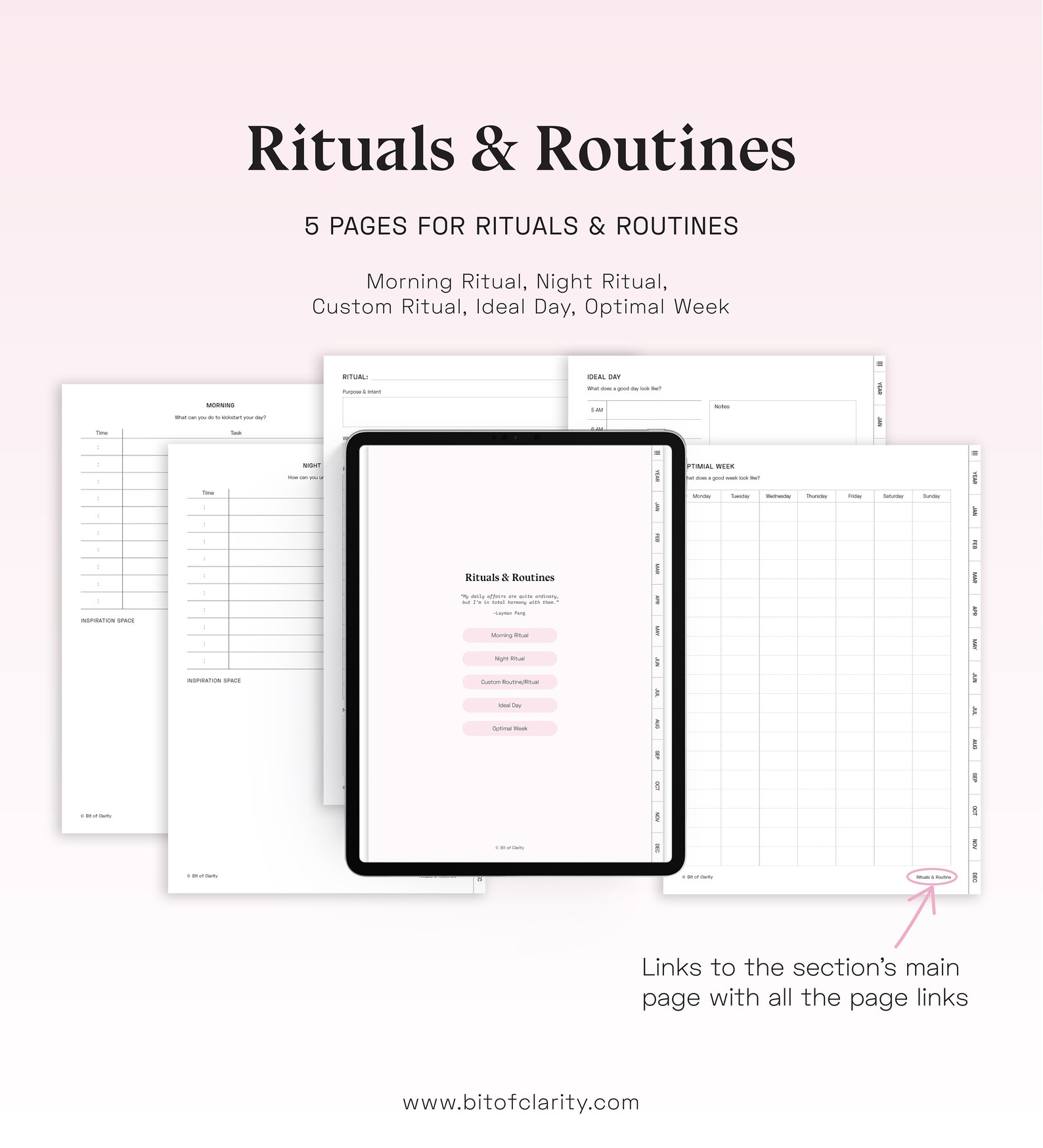 Undated Pink Daily Digital Planner for Goodnotes, Notability, Xodo ...