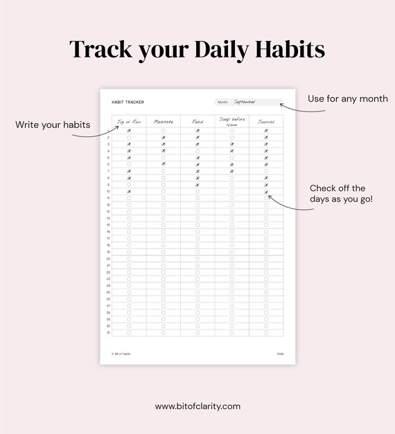 Calendars & Planners Paper Productivity Tracker Editable PDFs Portrait ...