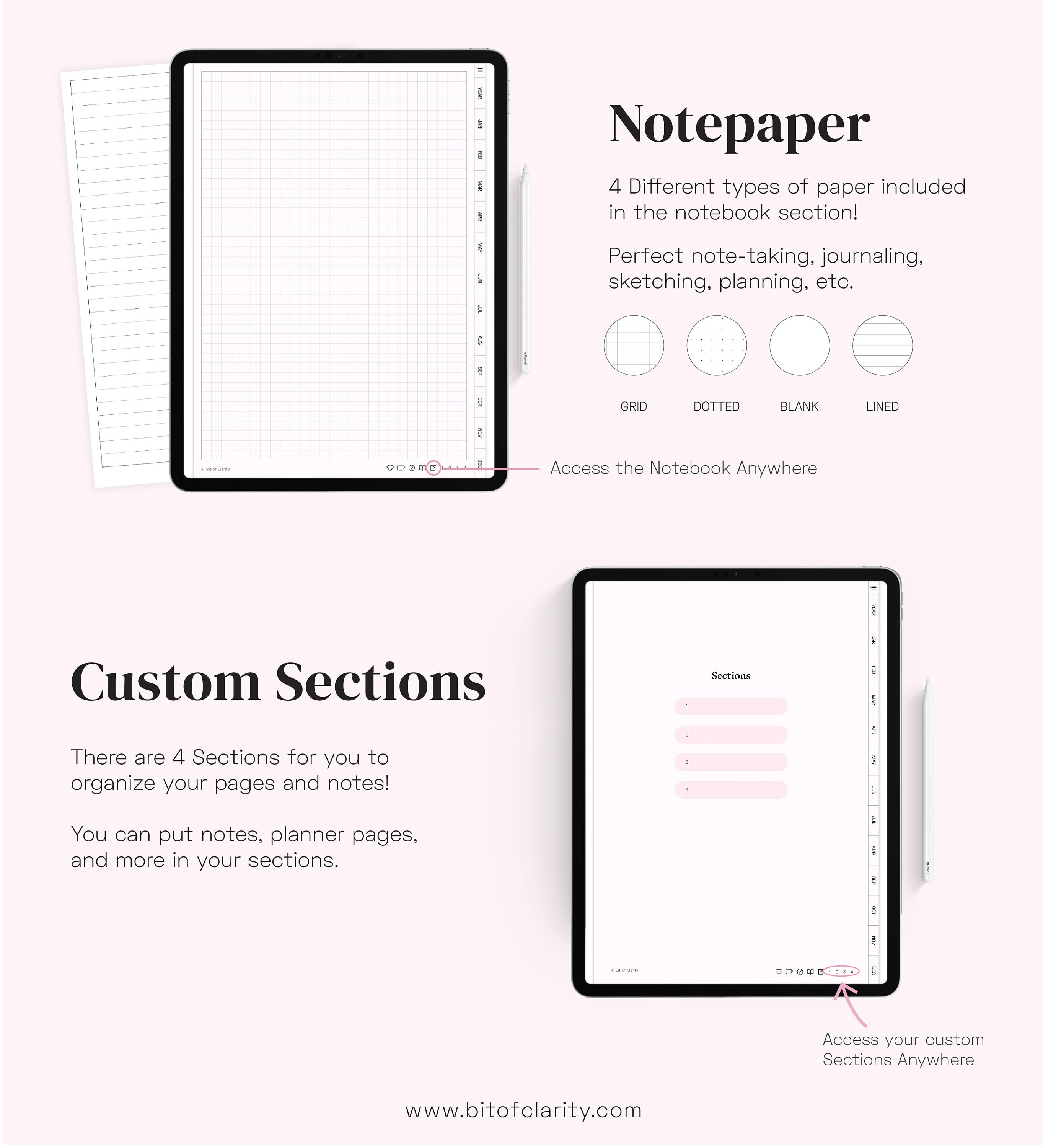 Undated Weekly Student Digital Planner in Pink | iPad & Tablet ...