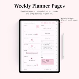 Undated Weekly Student Digital Planner in Pink | iPad & Tablet ...