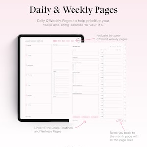 Undated Pink Daily Digital Planner for Goodnotes, Notability, Xodo ...