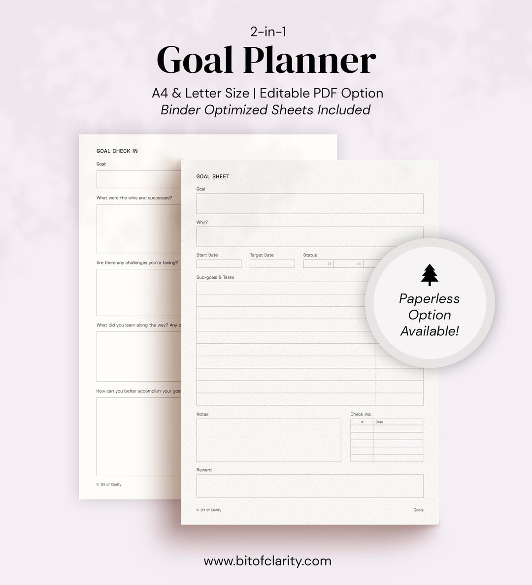 Goal Planner Pages in A4 & Letter Sizes | Editable PDF | Intentional ...