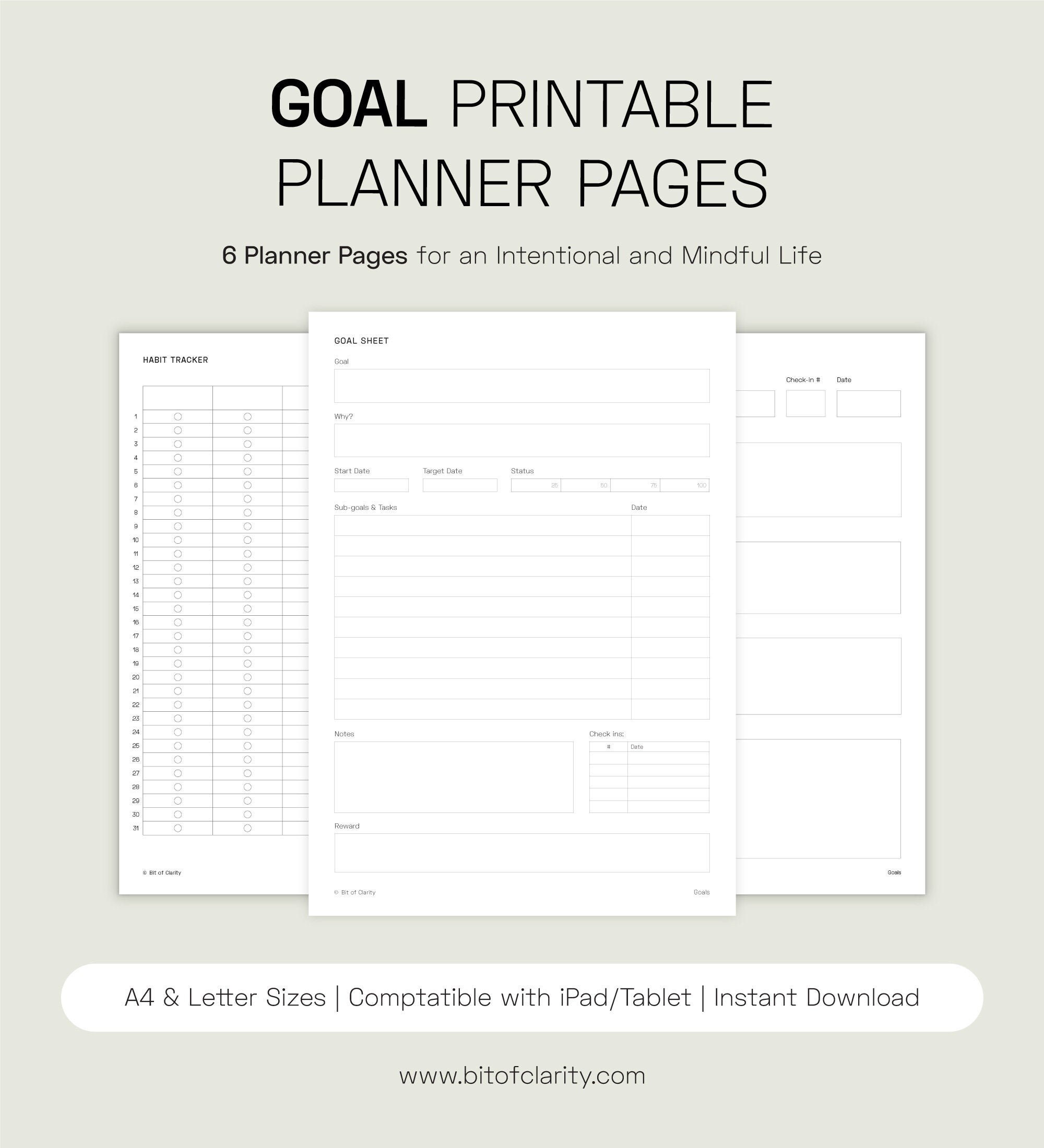 Goal Planner Printable Pack A4 & Letter Goal Sheet Goal - Etsy