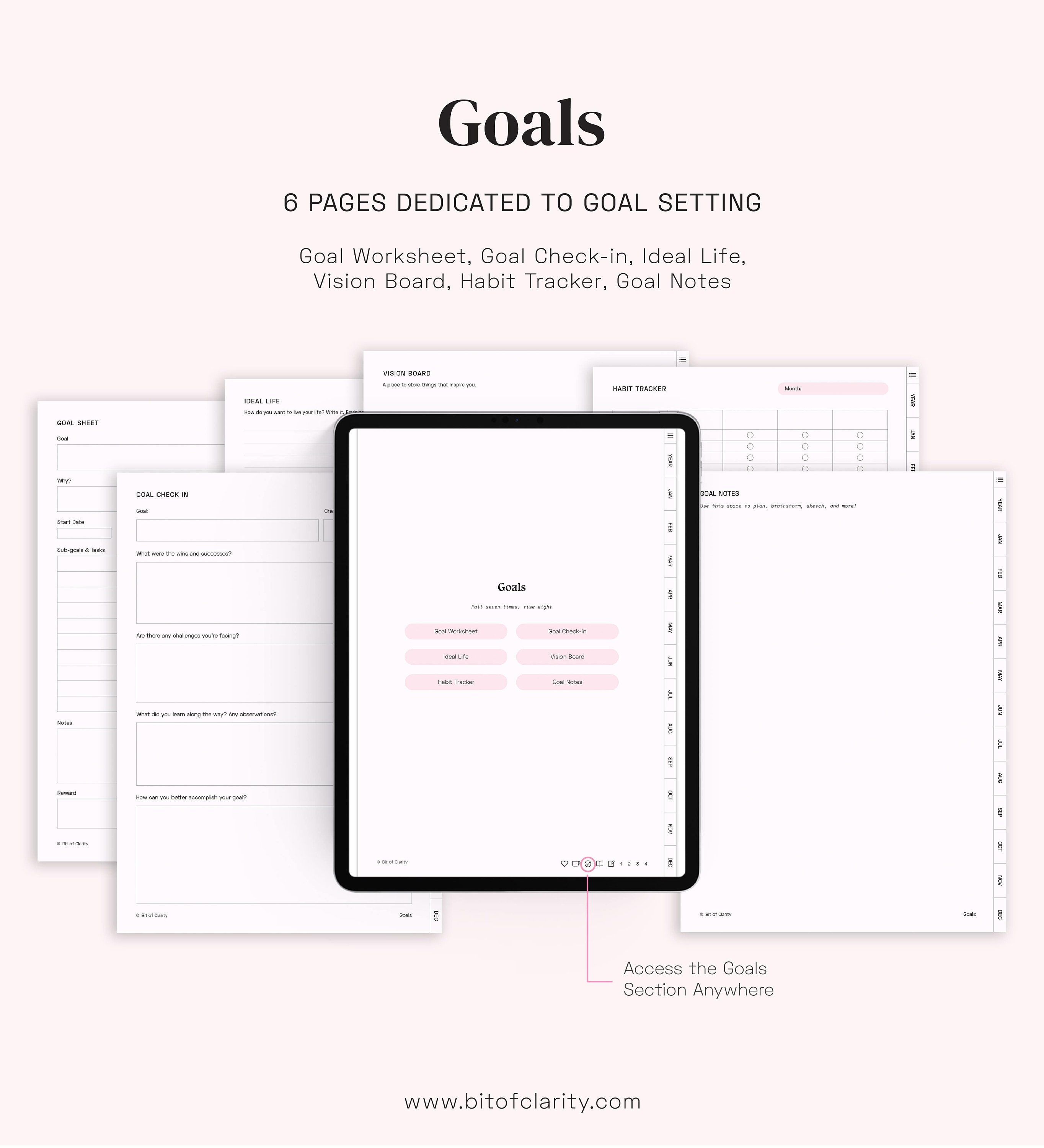 Undated Weekly Student Digital Planner in Pink | iPad & Tablet ...