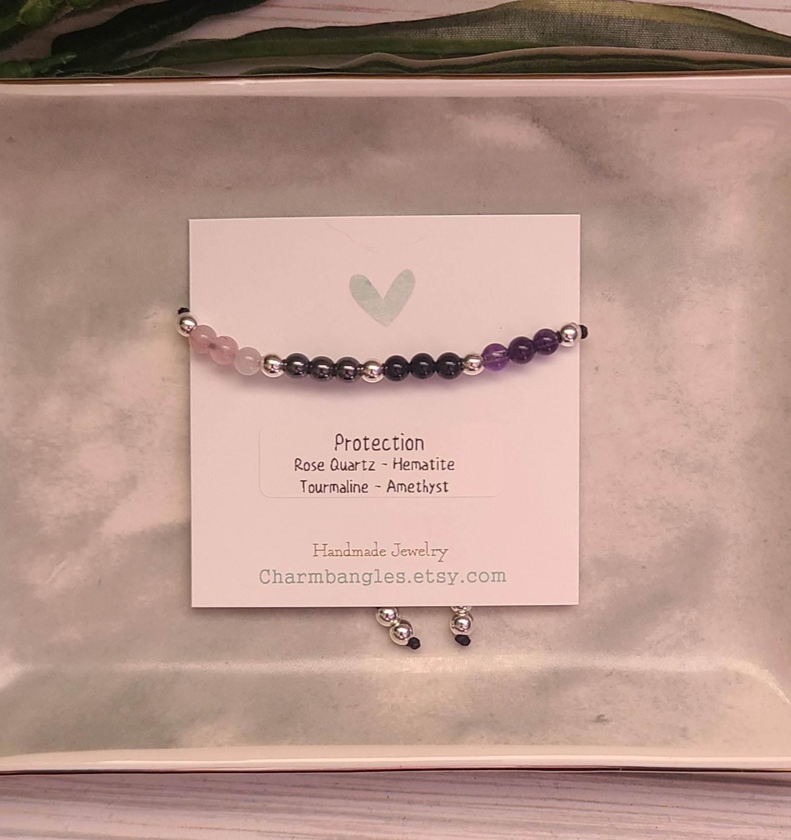 Protection Crystal Bracelet, Mini Gemstone Bracelet, Black Tourmaline ...