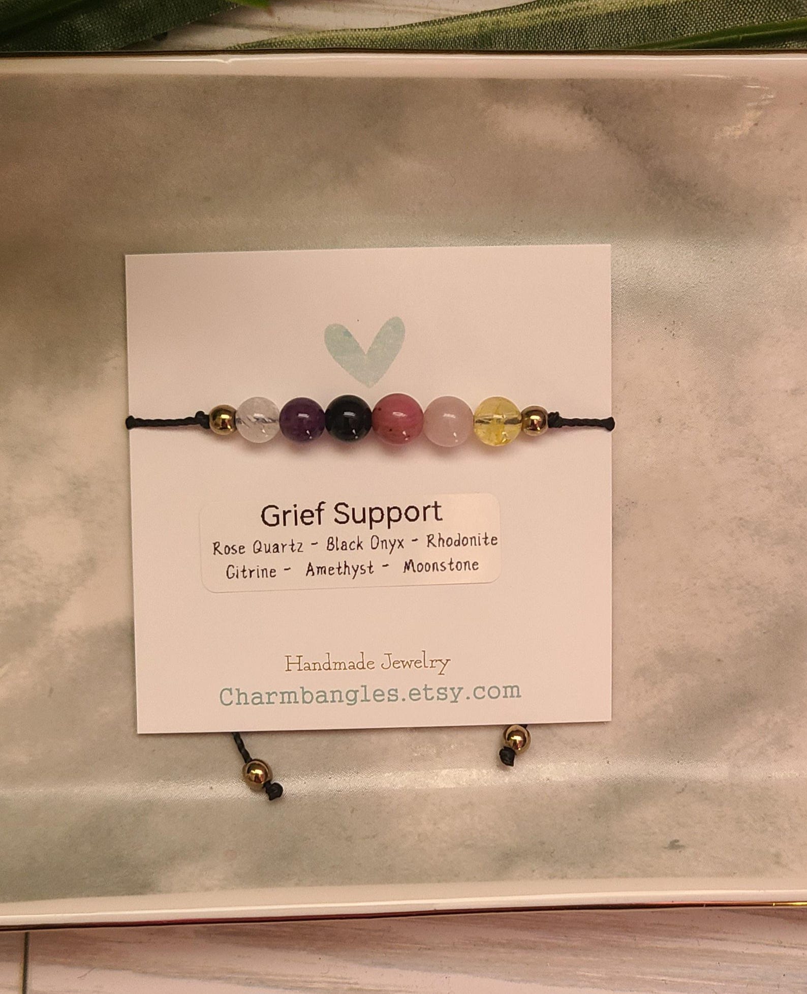 Grief Support Crystal Bracelet, Loss Gemstone Adjustable Bracelet ...