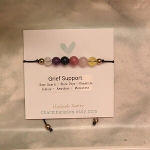 Grief Support Crystal Bracelet, Loss Gemstone Adjustable Bracelet ...