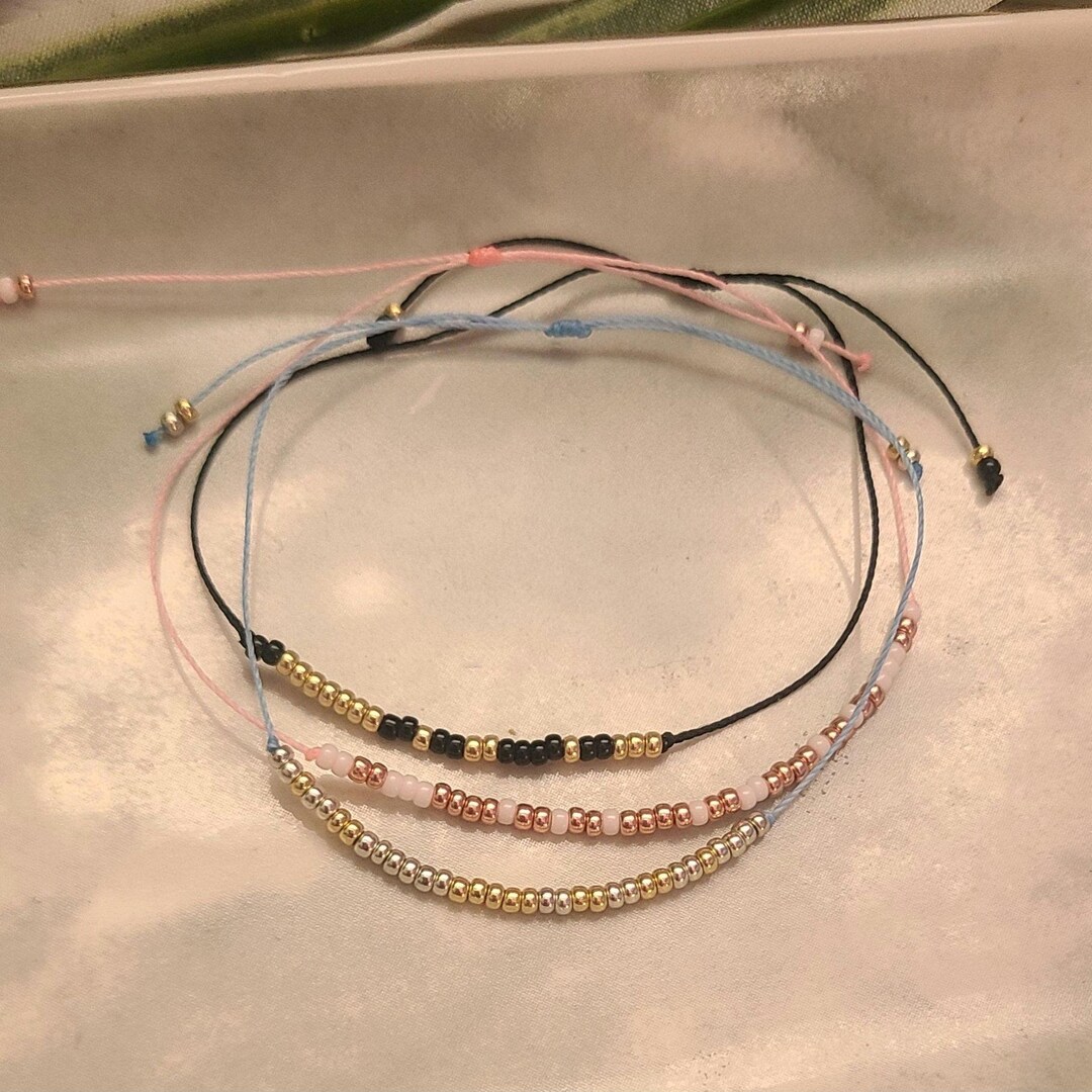 Custom Morse Code Bracelet, Dainty Morse Code Bracelets, Rosegold, Gold ...