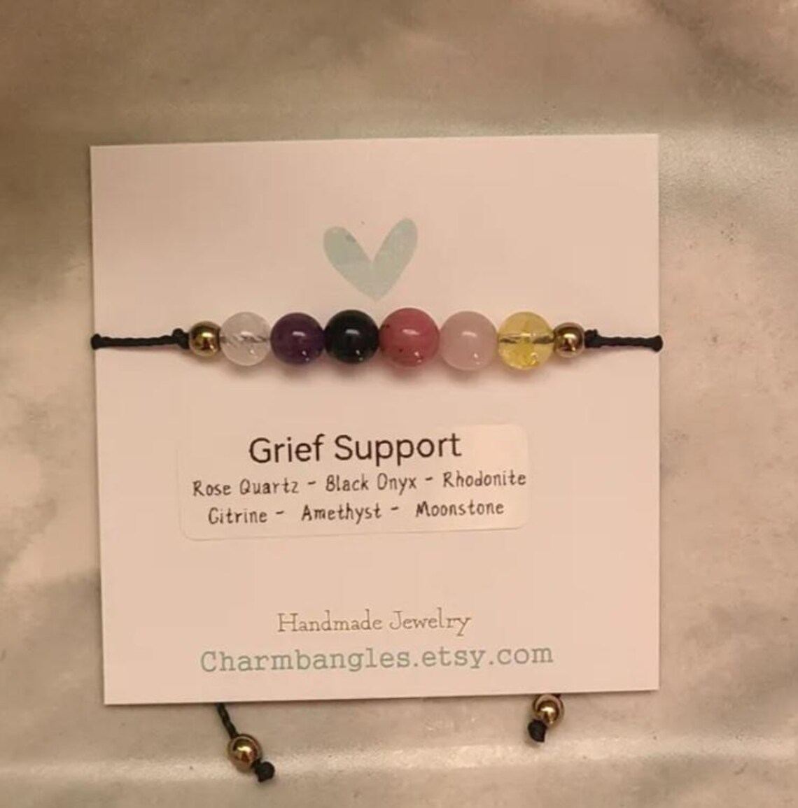 Grief Support Crystal Bracelet, Loss Gemstone Adjustable Bracelet ...