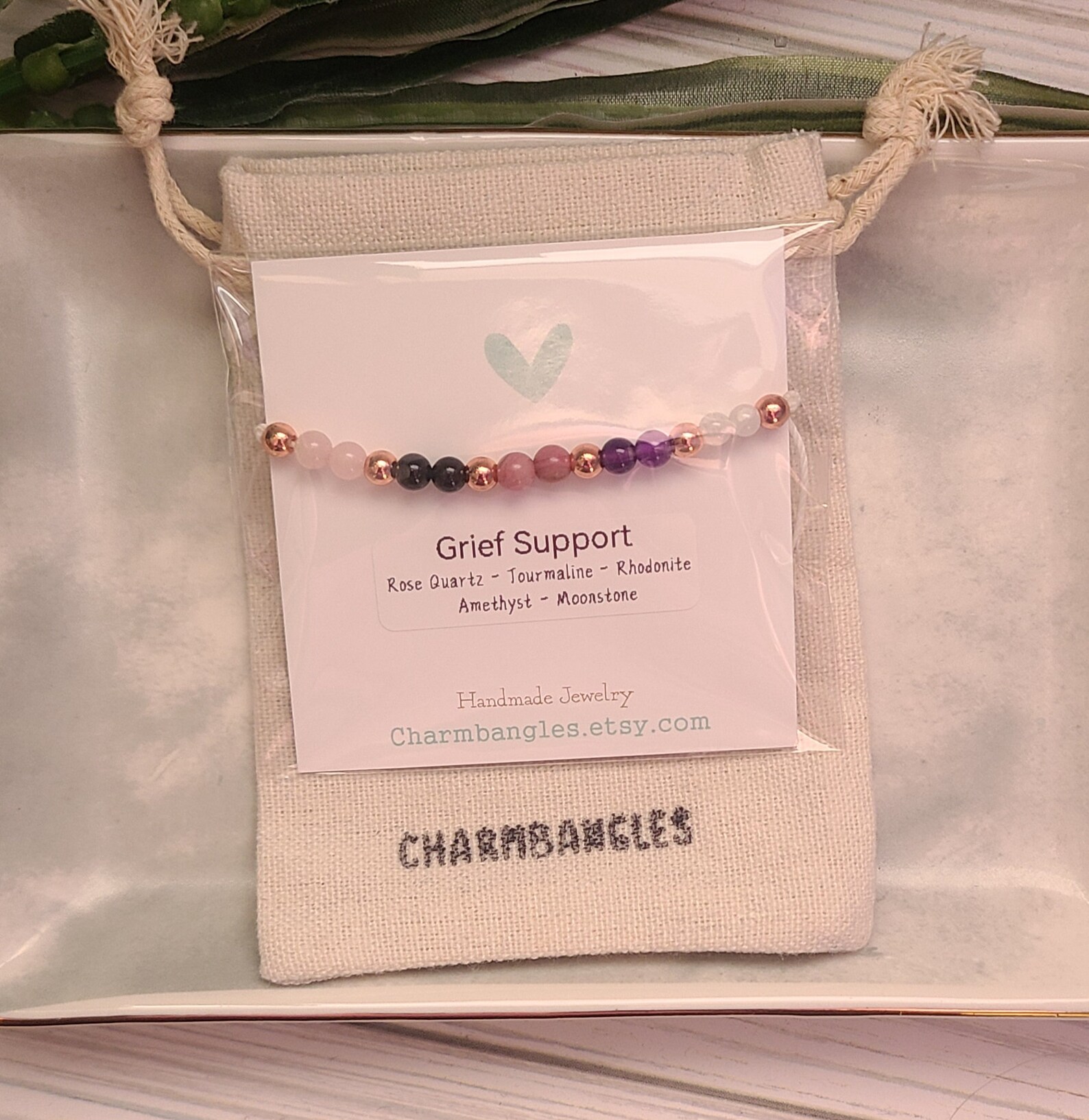 Grief Support Crystal Bracelet, Healing Gemstone Bracelet, Rhodonite ...