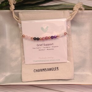 Grief Support Crystal Bracelet, Healing Gemstone Bracelet, Rhodonite ...