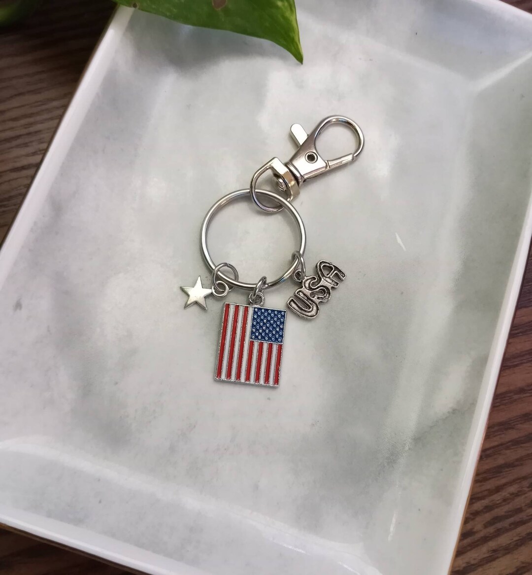 American Flag Patriotic Keychain, Independence Day, 4th of July ...